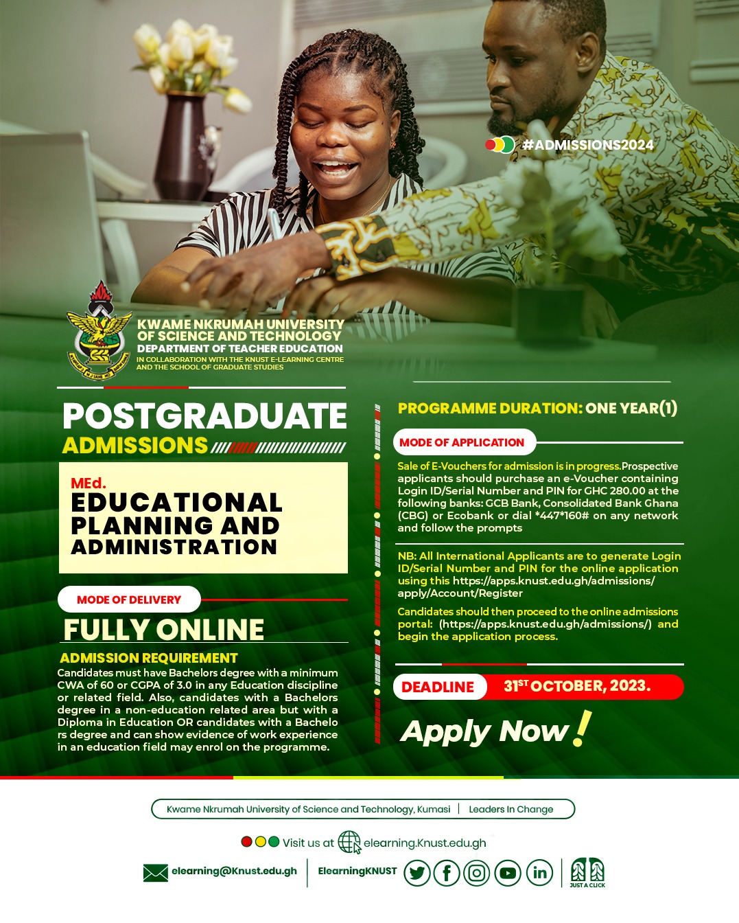MEdEduationalPlanningAndAdmin | Elearning, KNUST